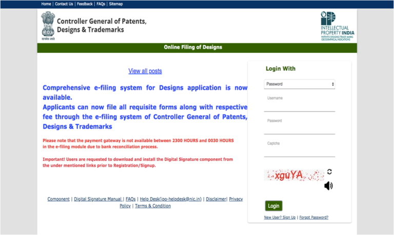 Filing Design Applications Online in India | Intellepedia